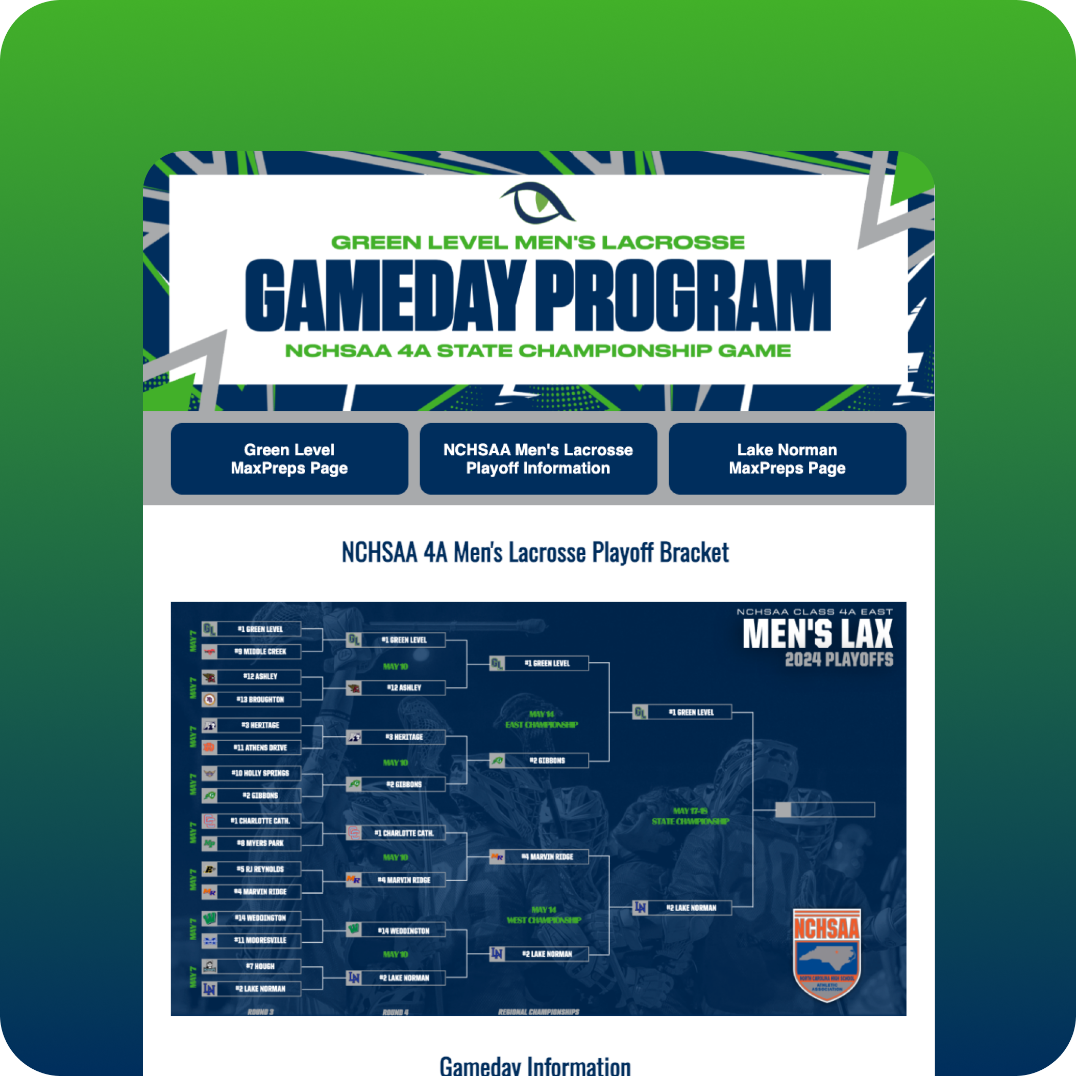 Gameday Program Template