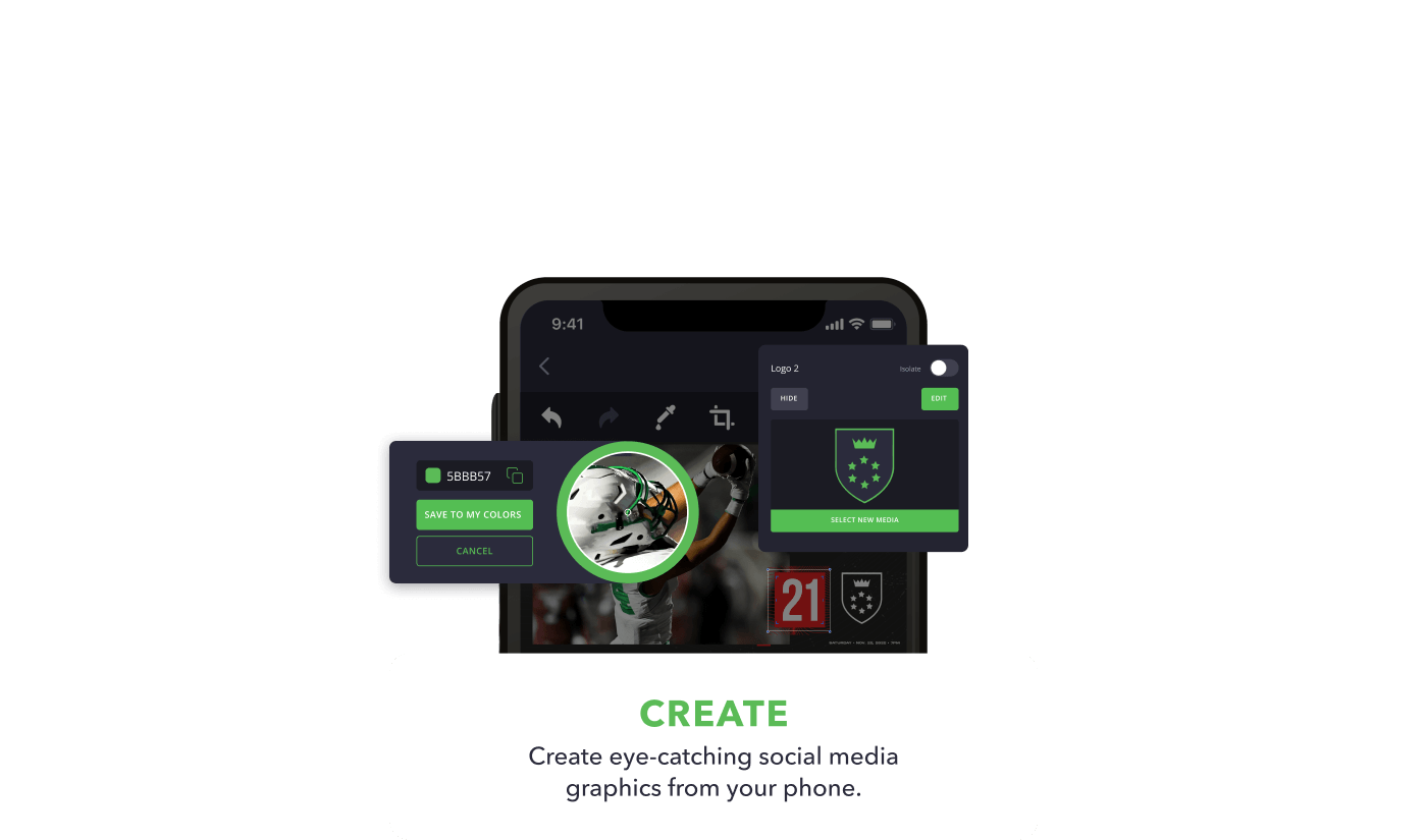 Gipper | Mobile App | Create Sports Graphics From Your Phone